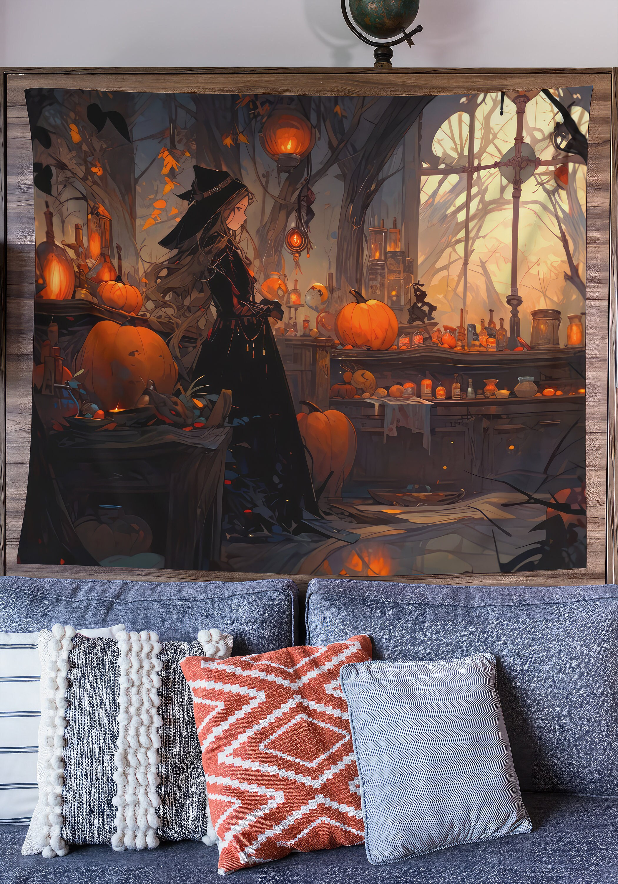Witch Tapestry, Halloween Art Tapestry, Spooky Home Decor, Whimsigoth ...