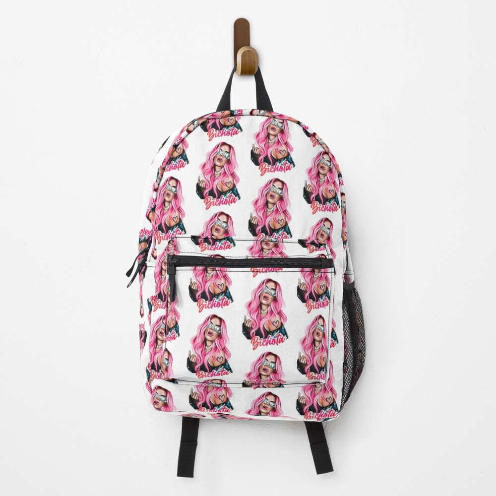 Karol G With Red Hair Illustration With Bichota Backpack