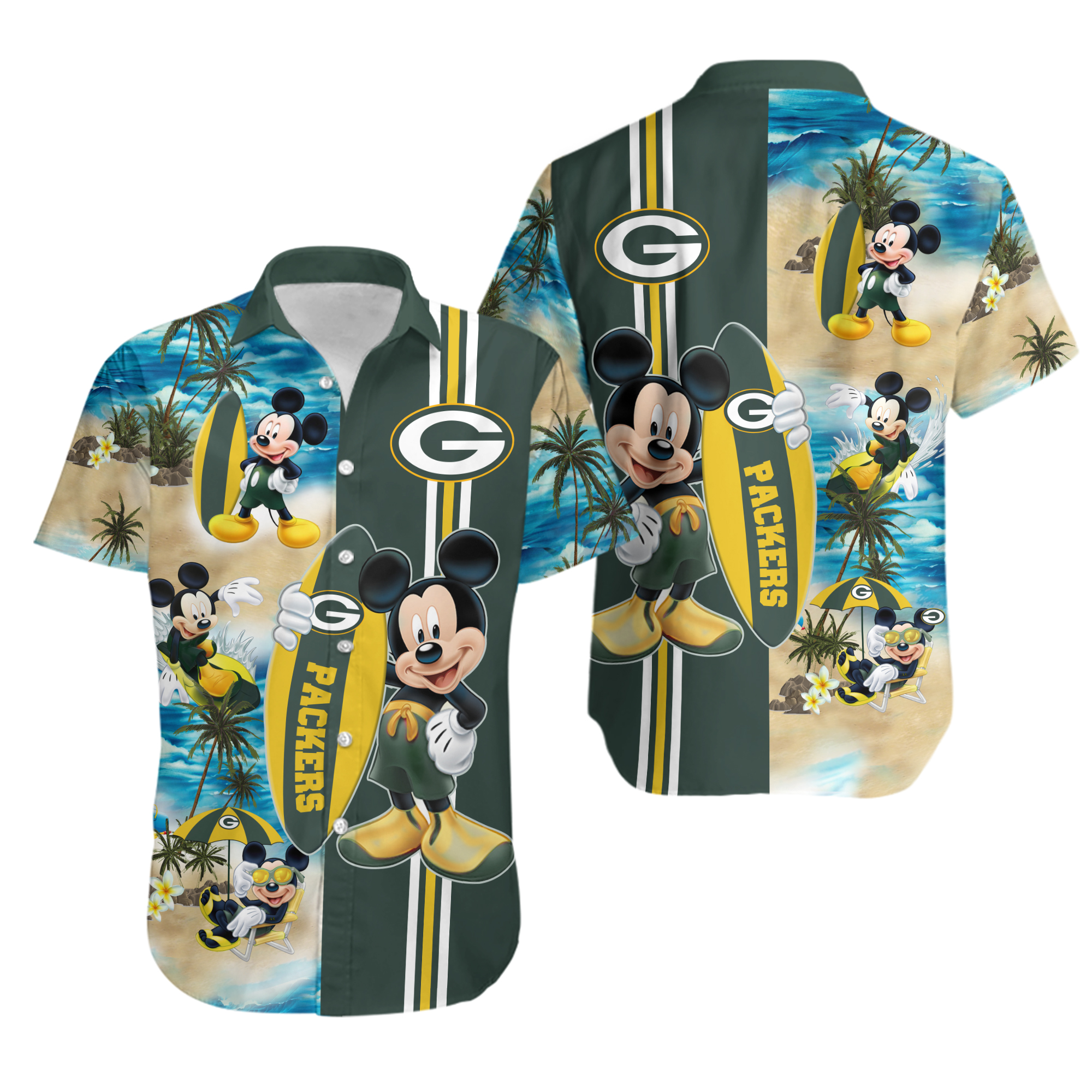 Green Bay Packers Mickey Mouse Summer Hot 3D Hawaiian Shirt
