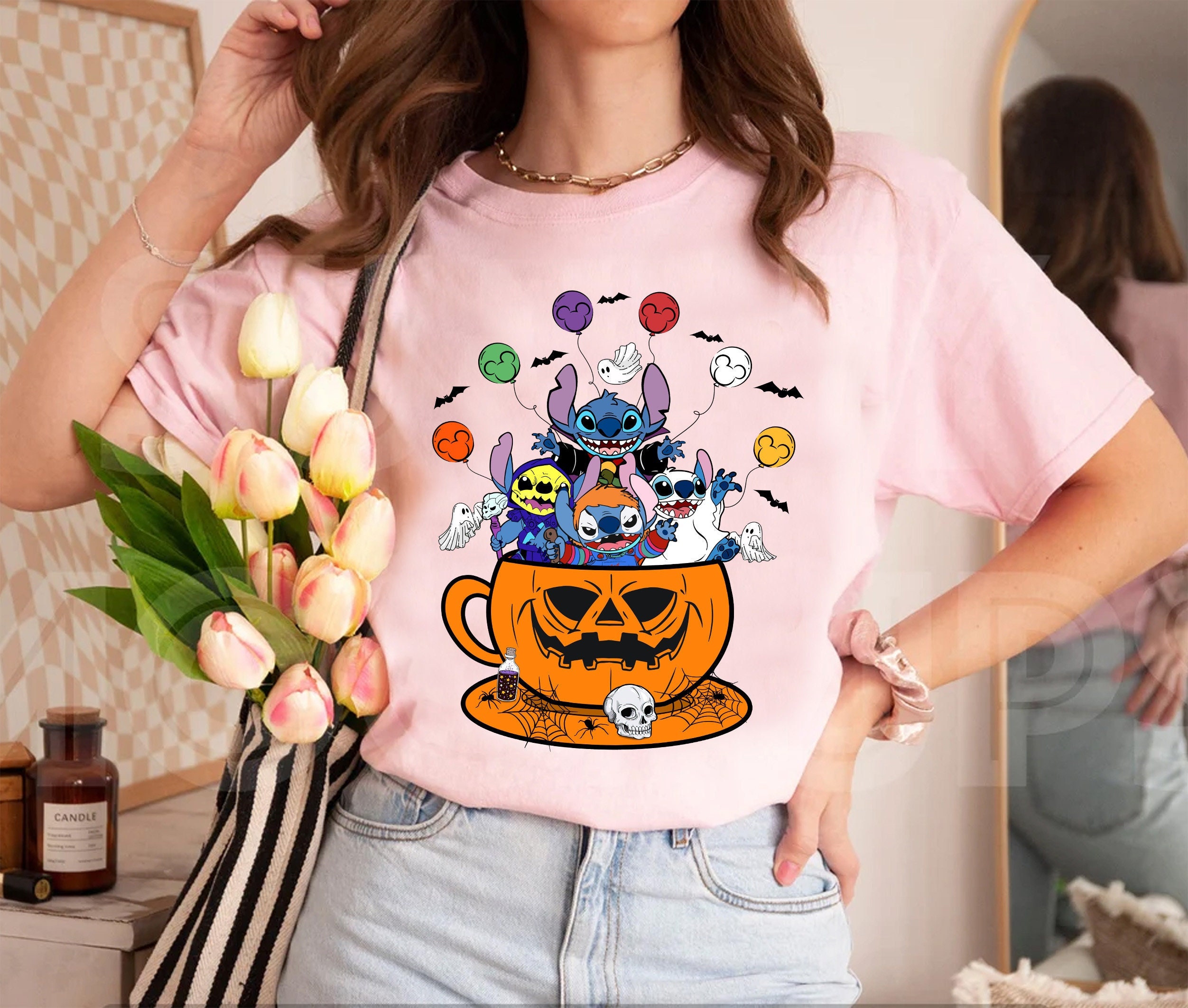 Disney Halloween Lilo And Stitch Pumpkin Teacup Halloween T-Shirt ...