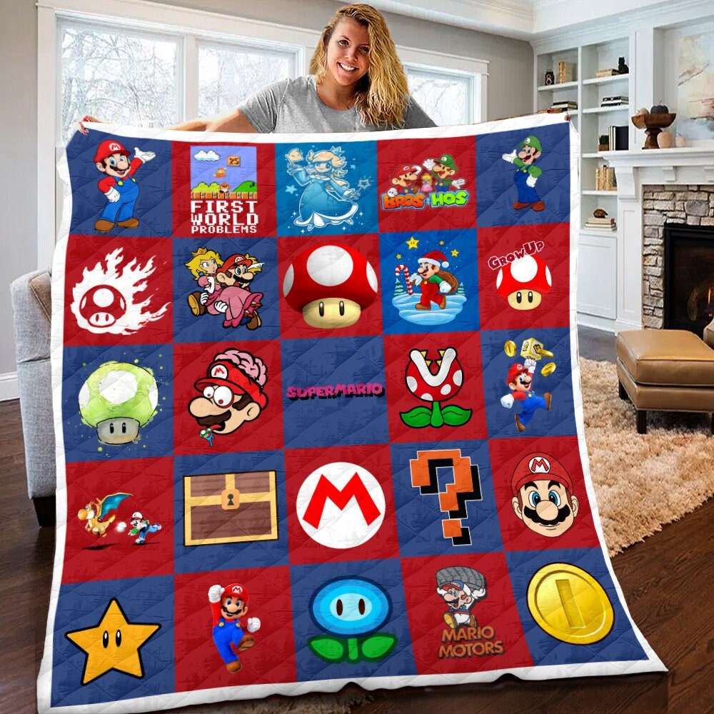 Personalized Super Mario Blanket, Customized Super Mario Designed ...