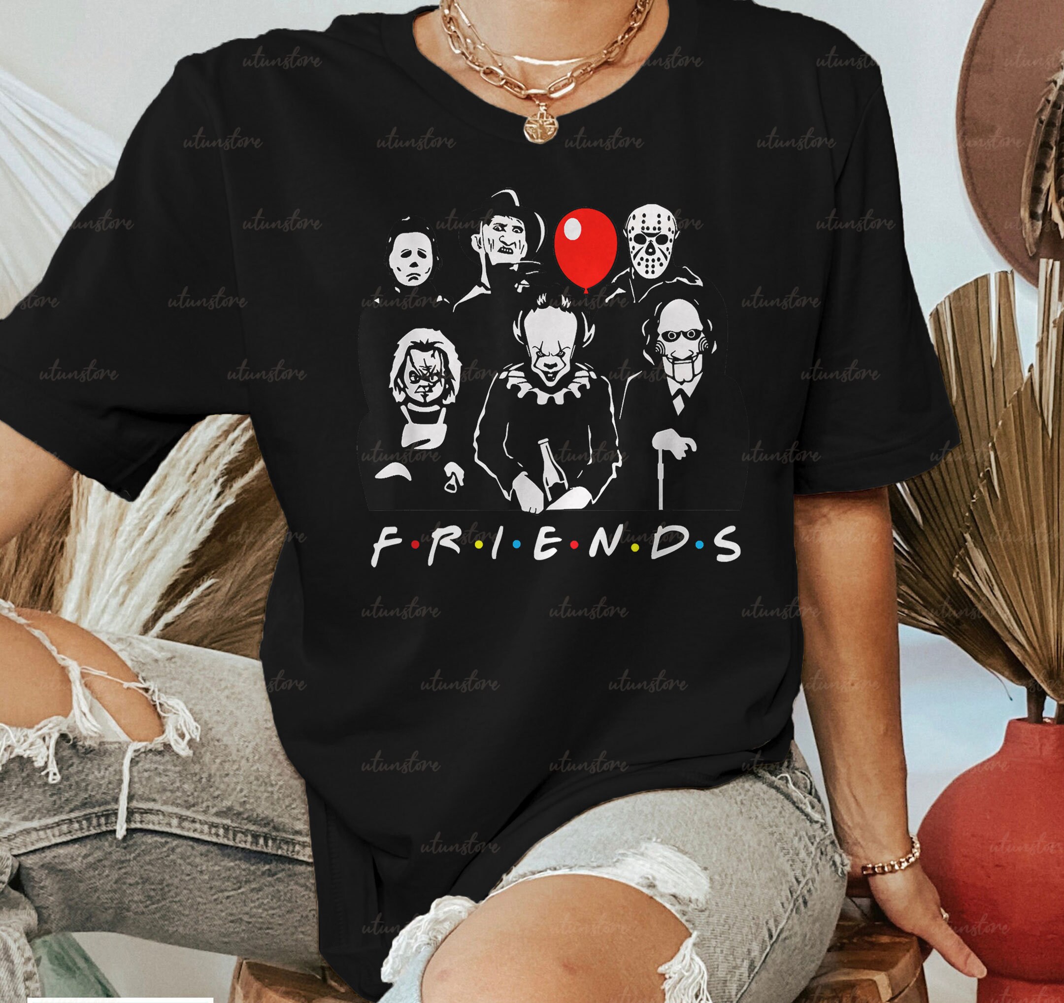 Horror Characters Friends Shirt, Scary Movie Characters Shirt, Funny ...
