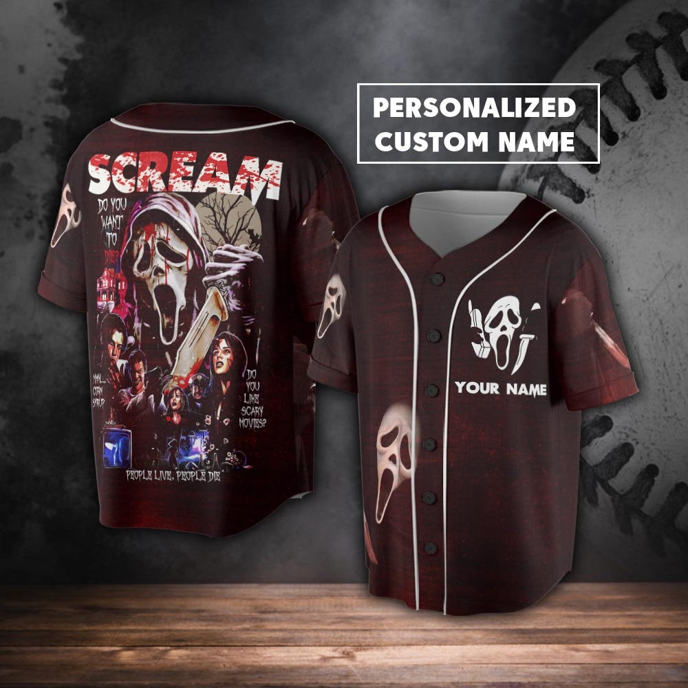 Personalized Ghostface Scream Movie Baseball Jersey
