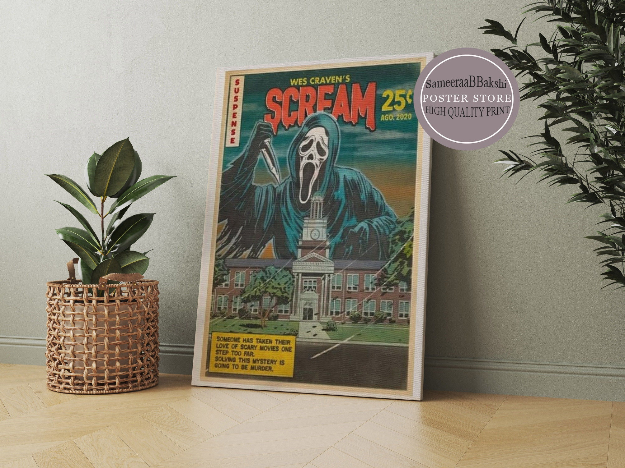 Scream Horror Film Series Movie Retro Poster, Ghost Scream Wall Art ...