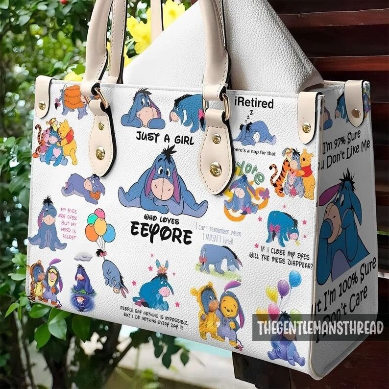 Disney Eeyore Leather Handbag, Cute Eeyore Cartoon Leather Bag