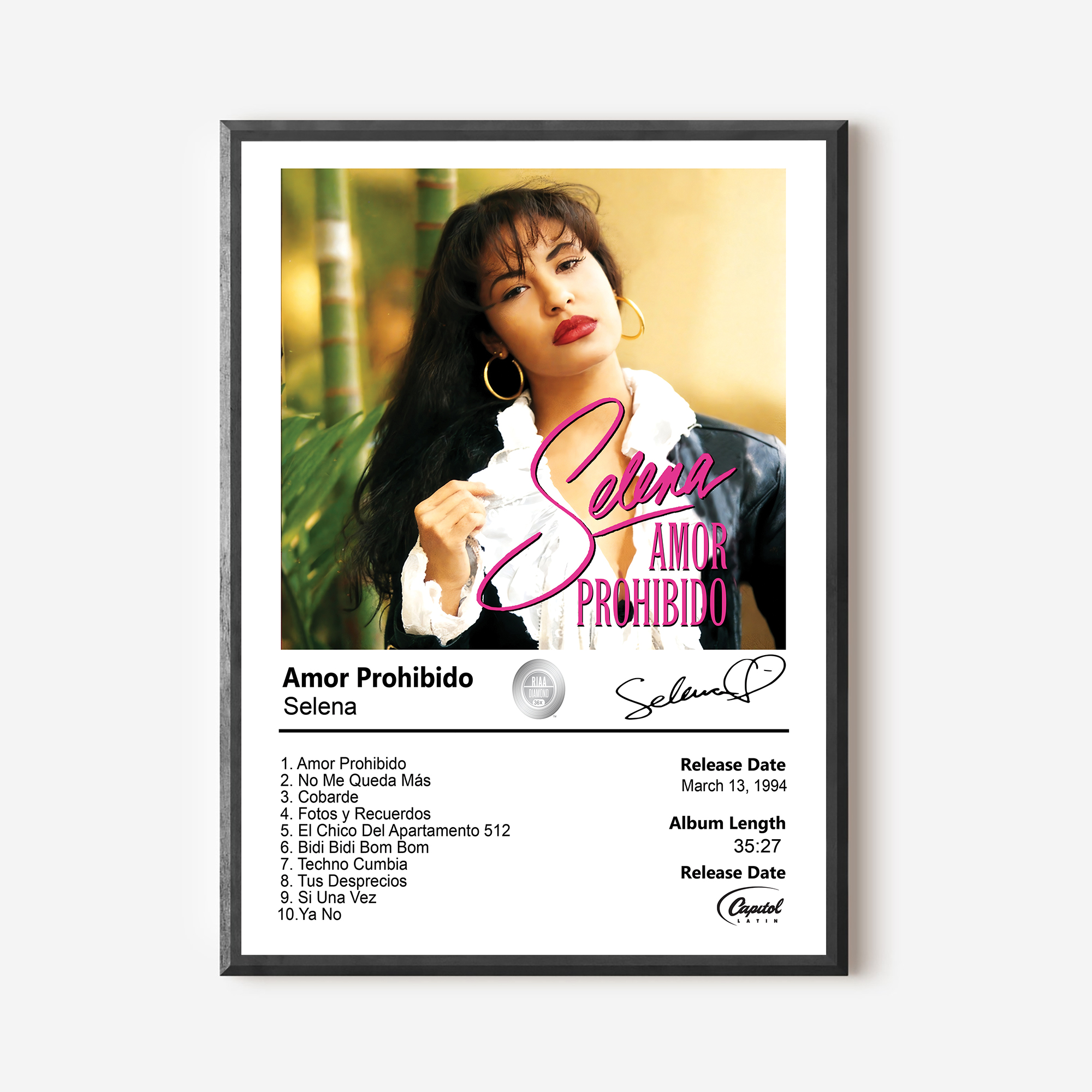 Selena Poster - Amor Prohibido Album Cover Poster Print Designed & Sold ...
