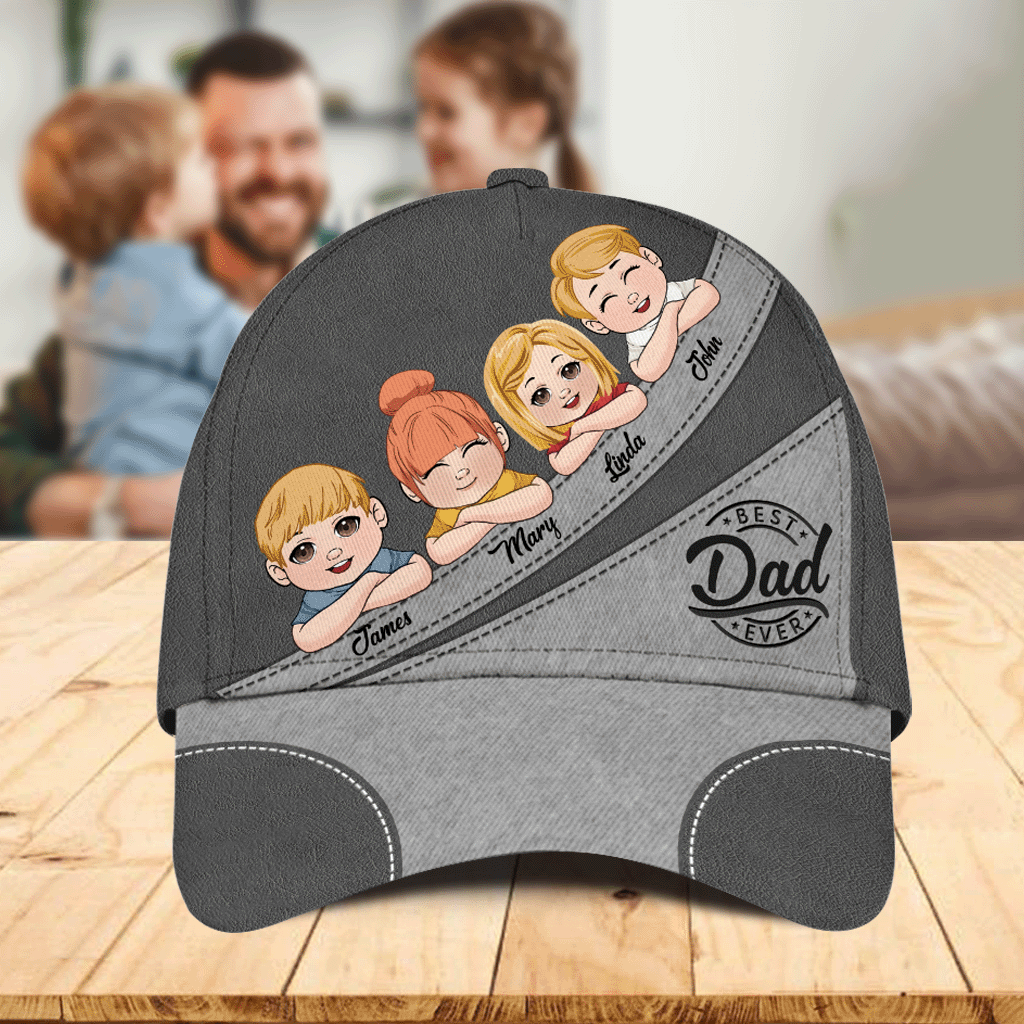 Best Dad Ever Cute Kids - Personalized Father's Day Classic Cap ...
