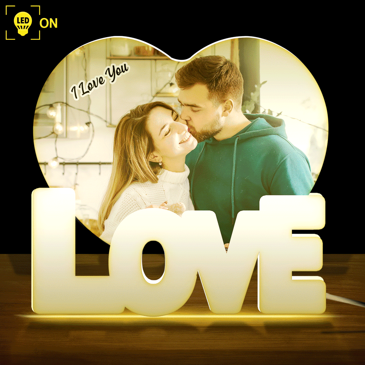 Custom Couple Photo Love Heart - Personalized Custom Shaped Light Box ...
