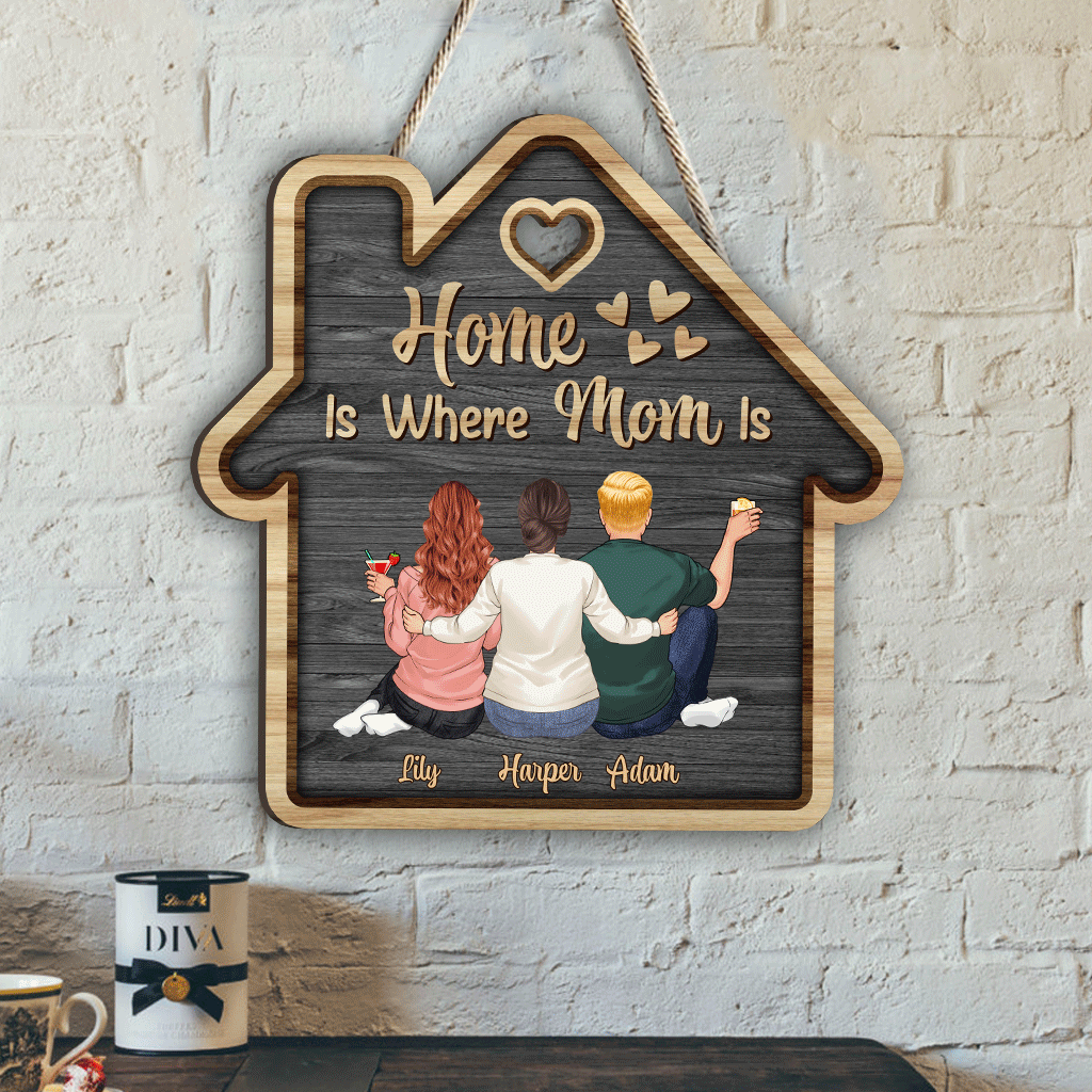 Home Is Where Mom Is - Personalized Mother's Day Wood Shaped Sign ...