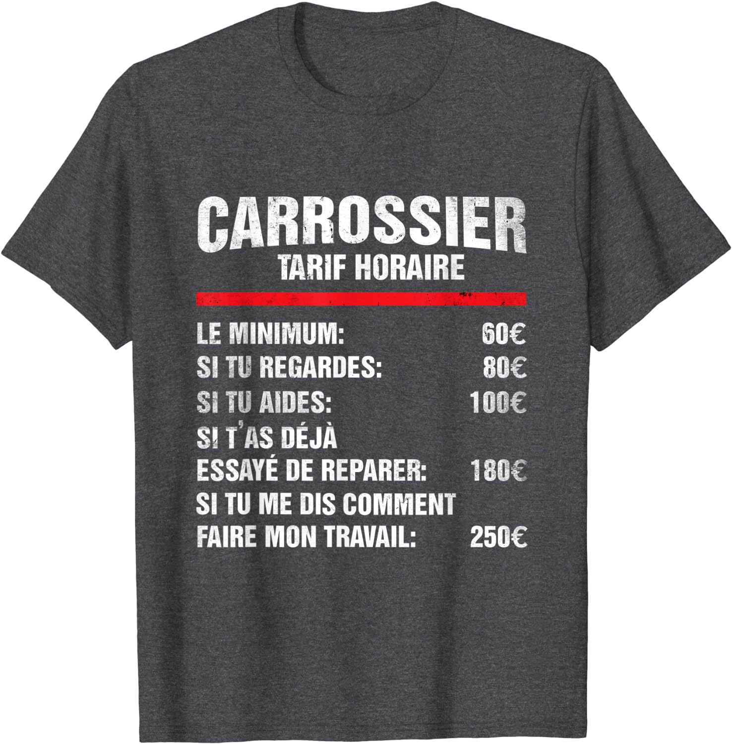 Vintage Carrossier Tarif Horaire Humour Carrossier T-Shirt Roman ...